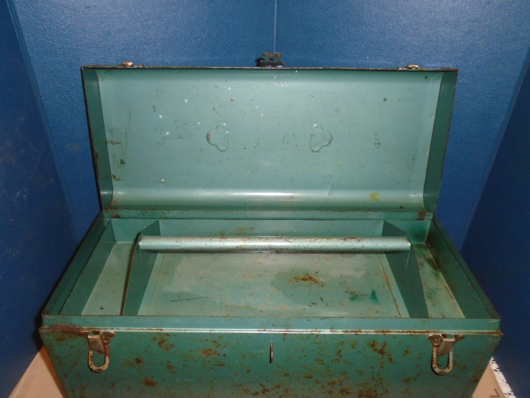 Vintage Large Duplex Tool Box, Large Metal Tool Box - Etsy
