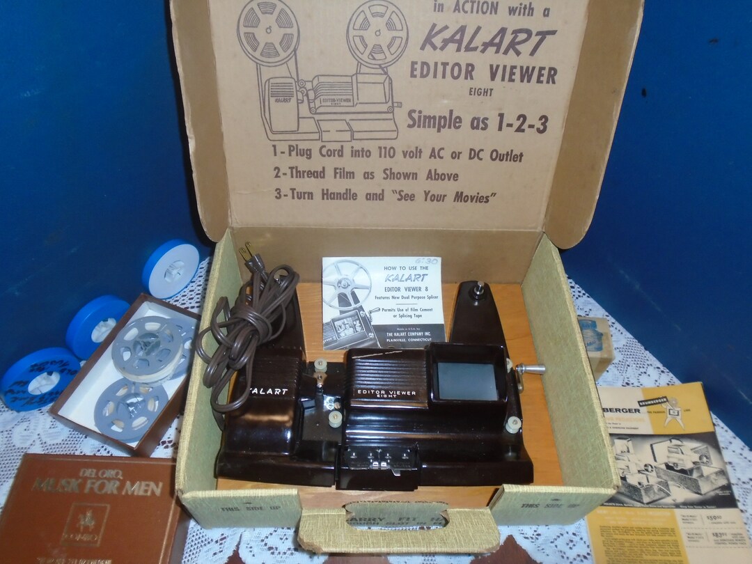 Kalart 8mm Movie Viewer Editor, Includes Vintage 8mm Movie Reel and Can ...