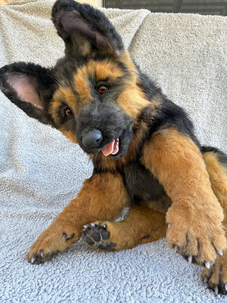 Hand Made German Shepherd Puppy Doll: Realistic Posable Stuffed Animal ...