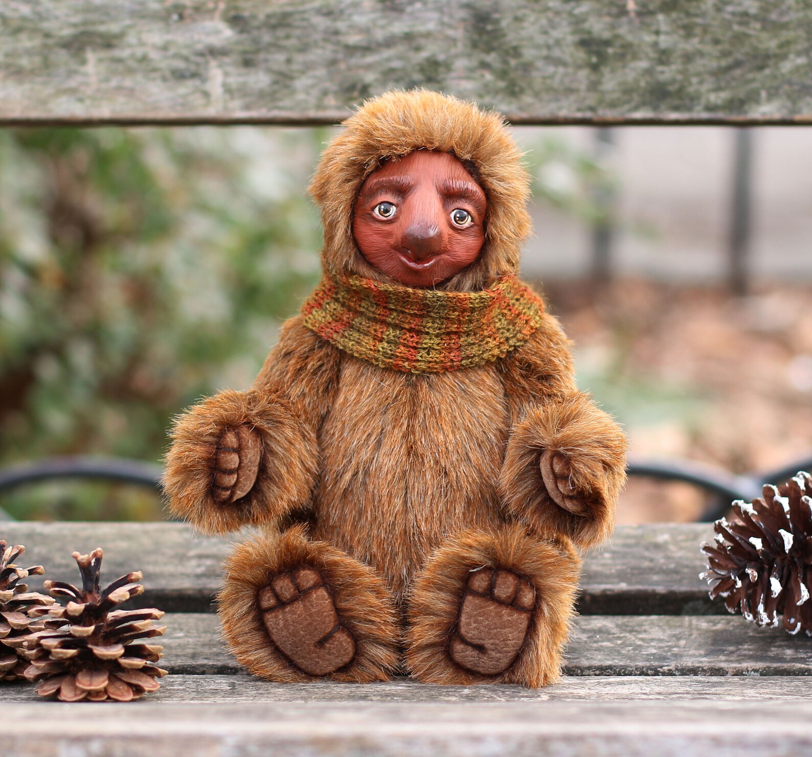 OOAK Artist Teddy Doll Handmade Fluffy Cute Brown Bear Yeti Fantasy ...