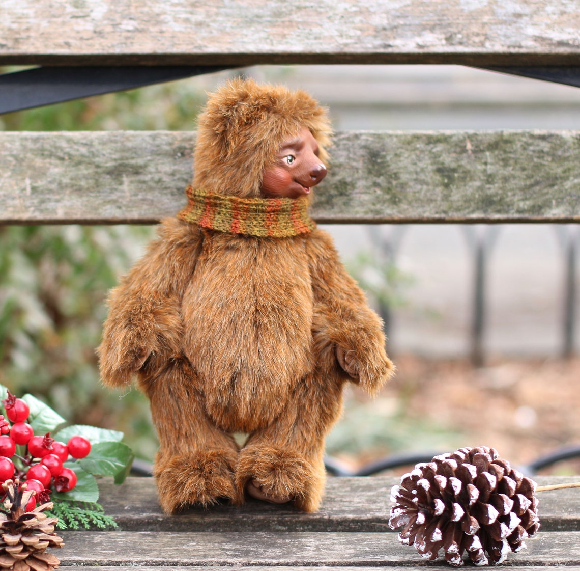 OOAK Artist Fantasy Creature Cute Teddy Bear Fluffy Brown Yeti | Etsy