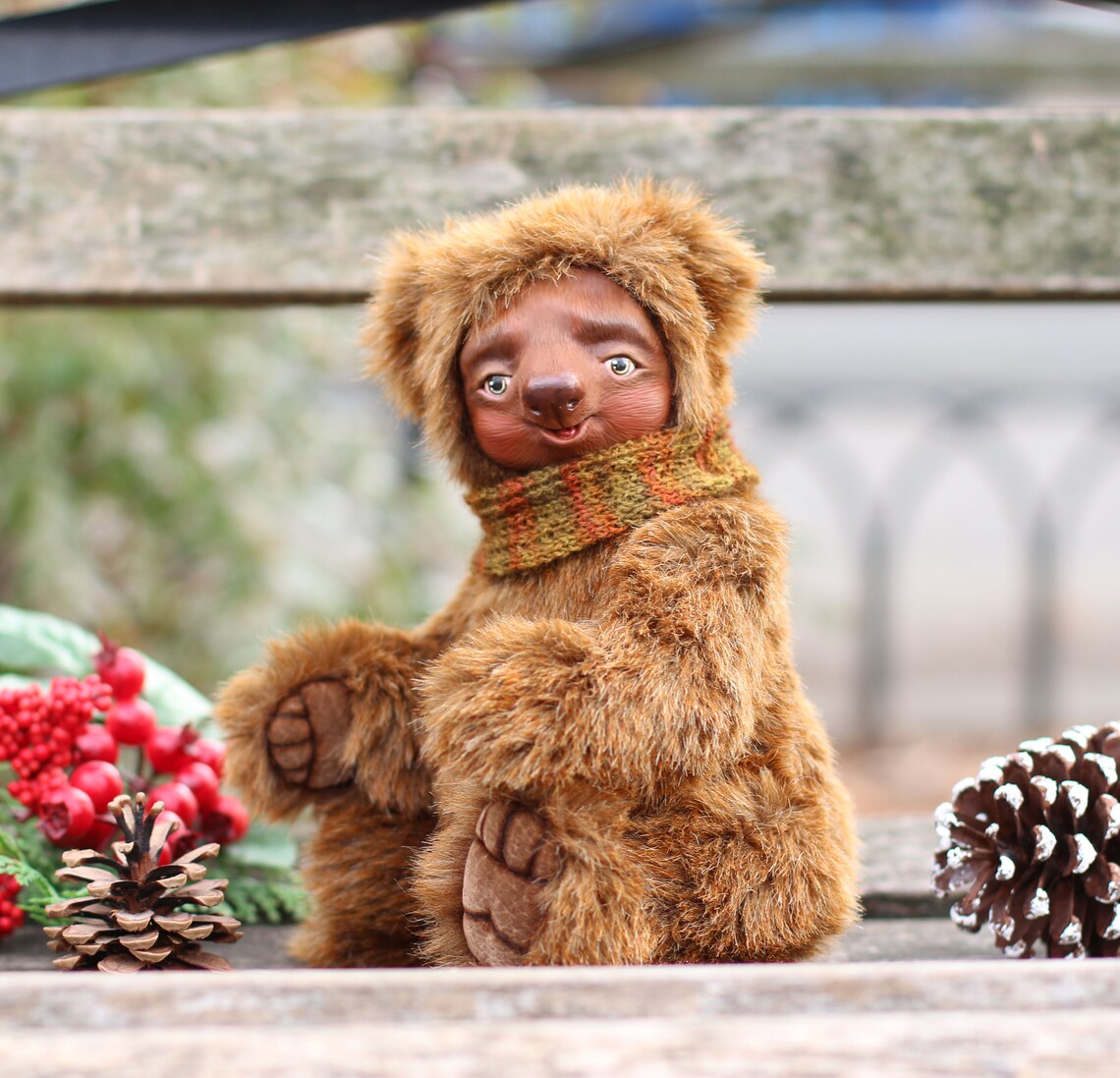 OOAK Artist Fantasy Creature Cute Teddy Bear Fluffy Brown Yeti | Etsy