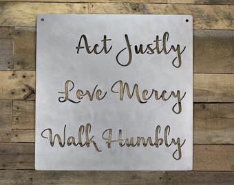 ACT JUSTLY Love MERCY Walk Humbly Huge Metal Wall Words - Etsy