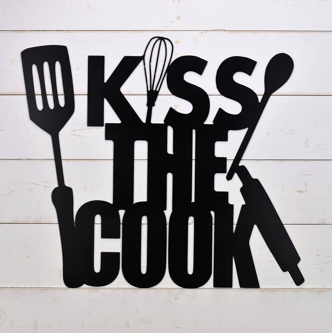 Kiss the Cook Metal Sign Kitchen Housewarming Wall Art - Etsy