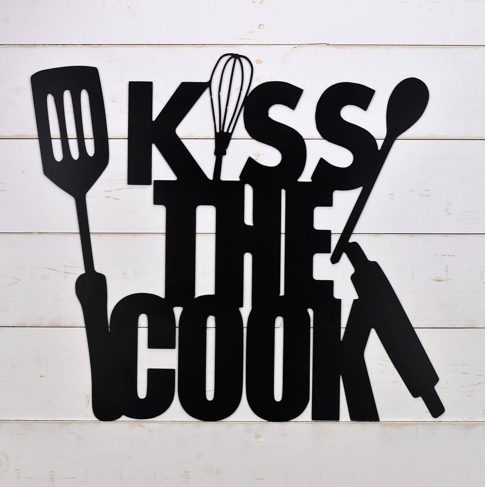 Kiss the Cook Metal Sign Kitchen Housewarming Wall Art - Etsy