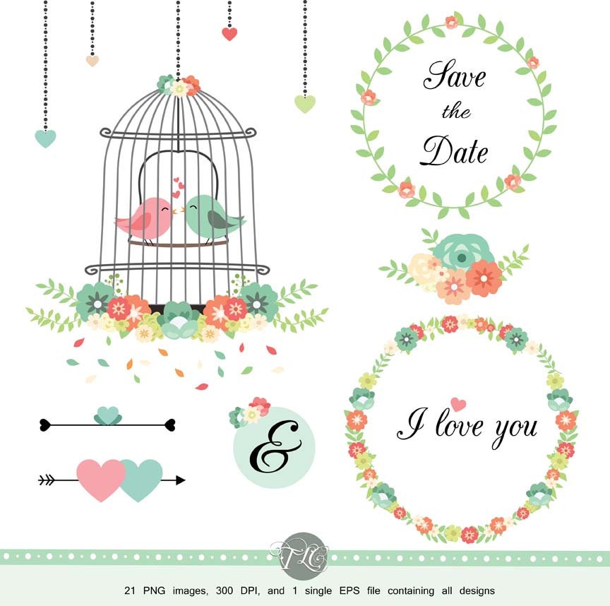 Wedding Clipart, Flower Clipart, Scrapbook Flowers, Vector Flowers ...