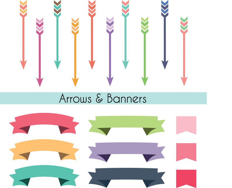 Arrows Clipart, Scrapbook Clipart, Tribal Arrows Clipart, Banners ...