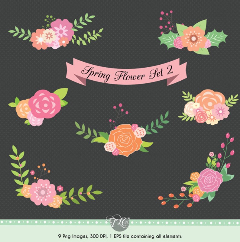 LIMITED TIME, Wedding Floral Clipart, Flower Clipart, Scrapbook Flowers ...