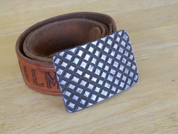 Belt Buckle With Crosshatch Pattern | Etsy
