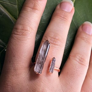 Open Double Quartz Point Ring / Electroformed Ring / Open Band Ring ...