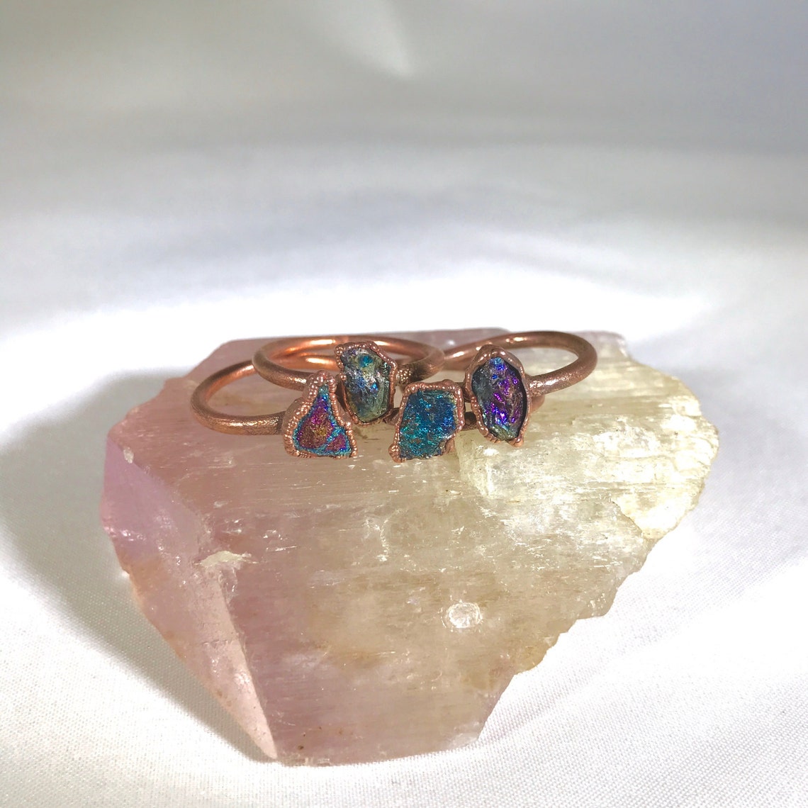 Peacock Ore Ring // Chalcopyrite Ring // Raw Stone Ring // - Etsy