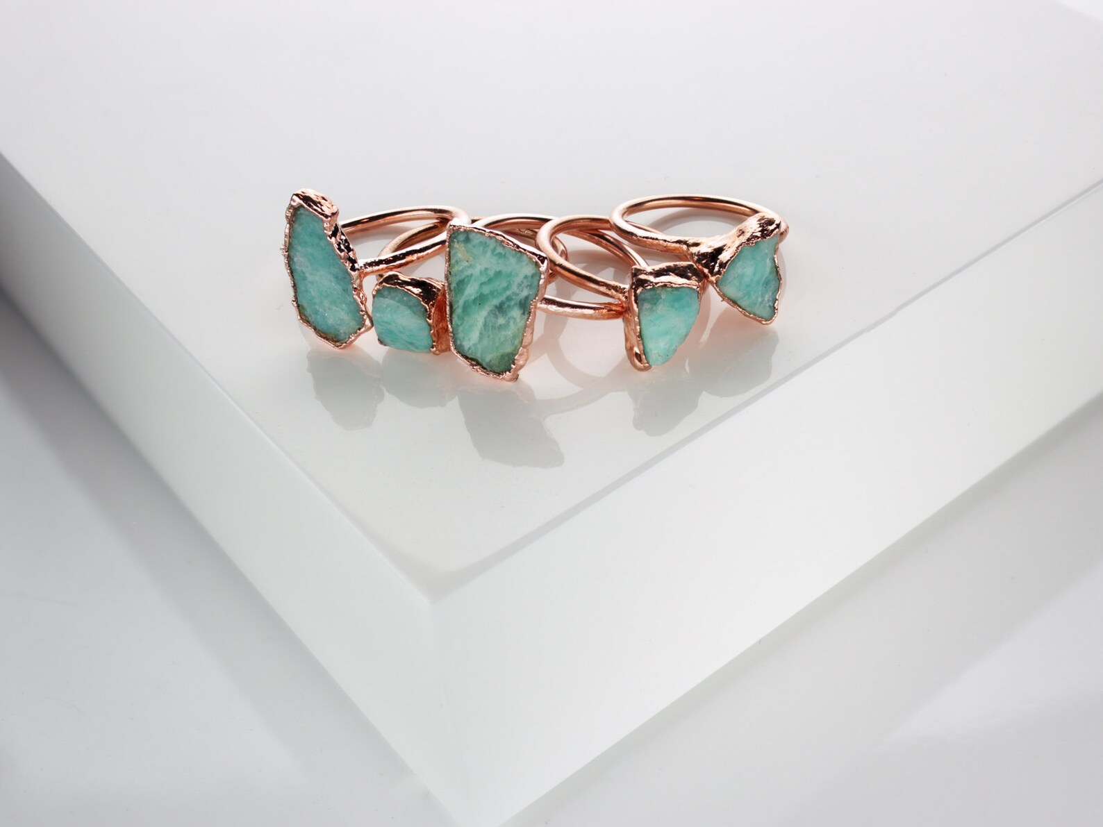 Amazonite and Copper Electroformed Rings /// Amazonite Ring | Etsy