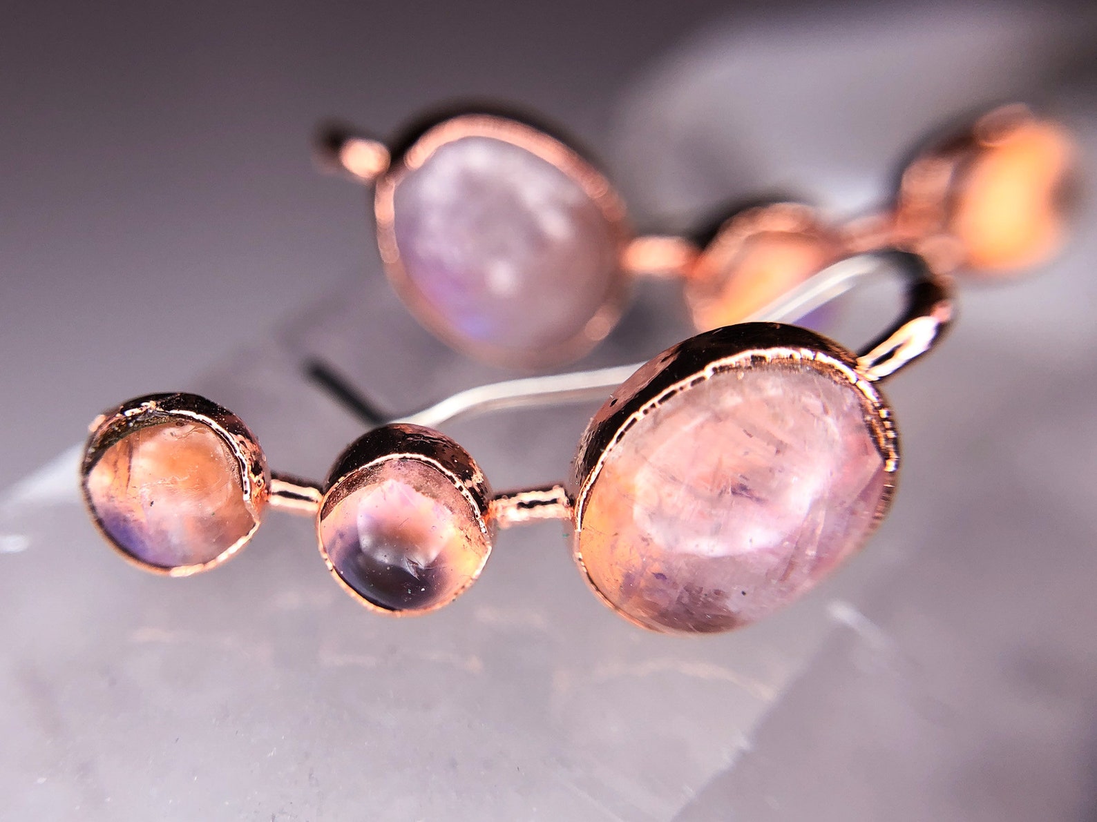 Rainbow Moonstone Ear Climbers // Moonstone Earrings // | Etsy