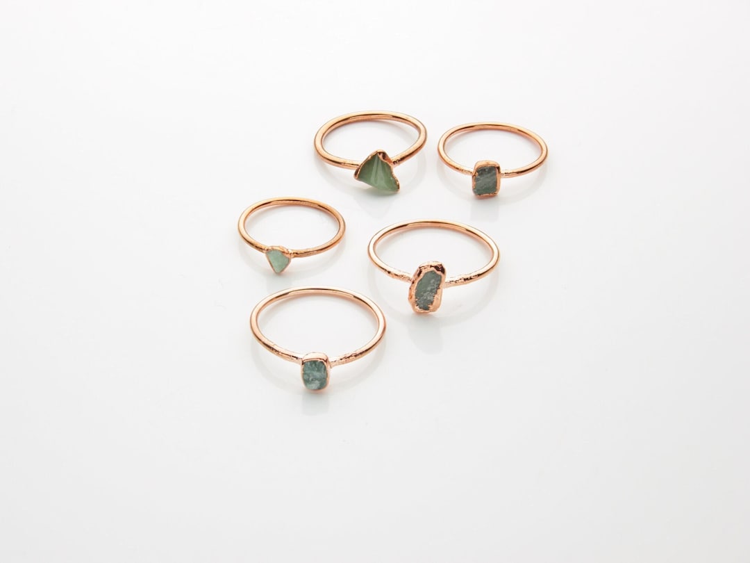 Raw Green Aventurine Stacking Ring: Boho Gemstone Jewelry - Etsy