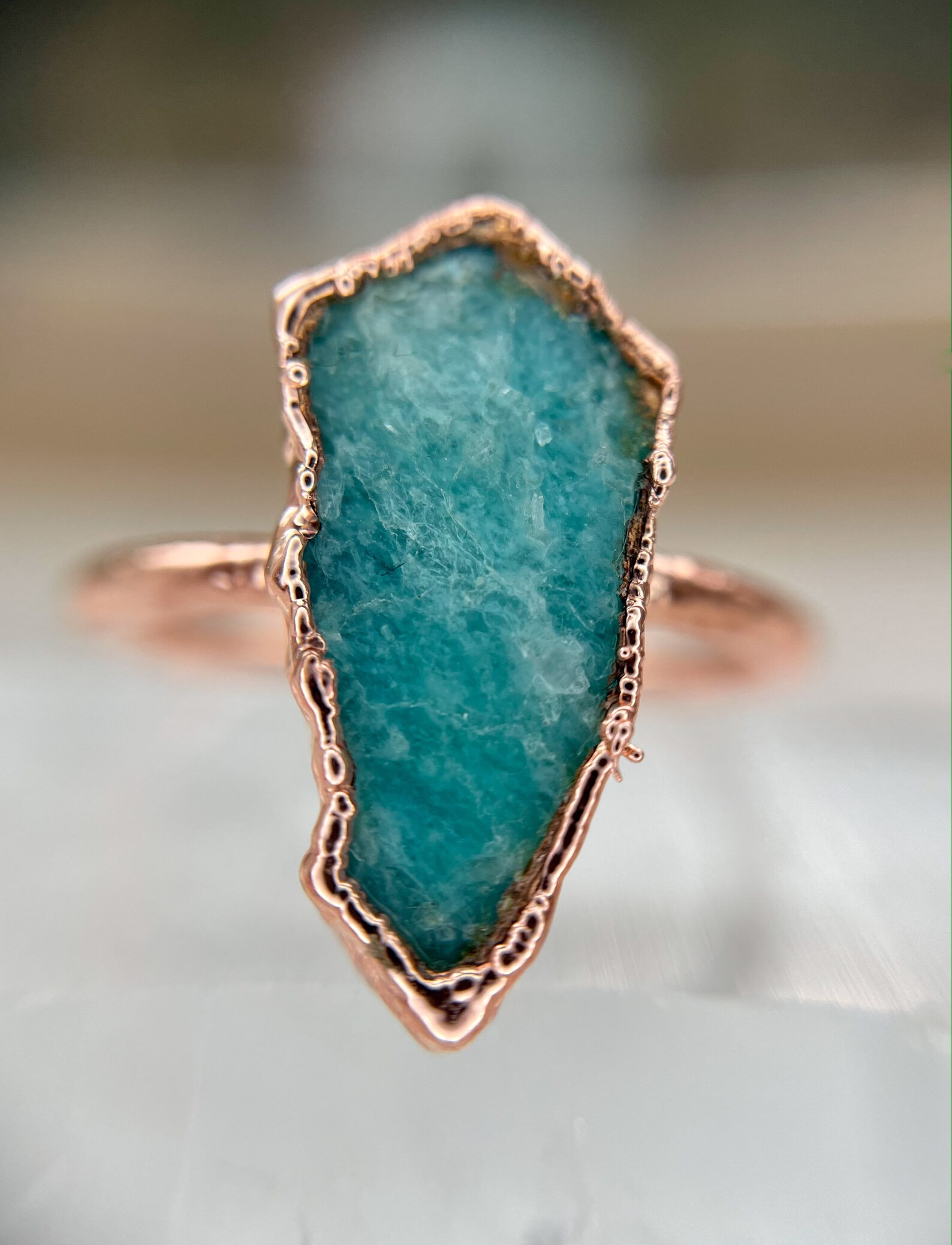 Amazonite and Copper Electroformed Rings /// Amazonite Ring | Etsy