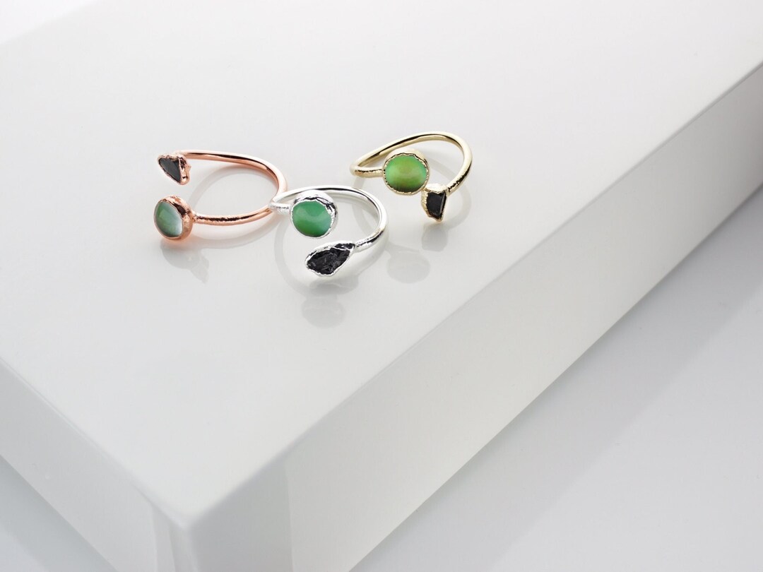 Electroformed Copper Mood Ring With Black Tourmaline - Color Change ...