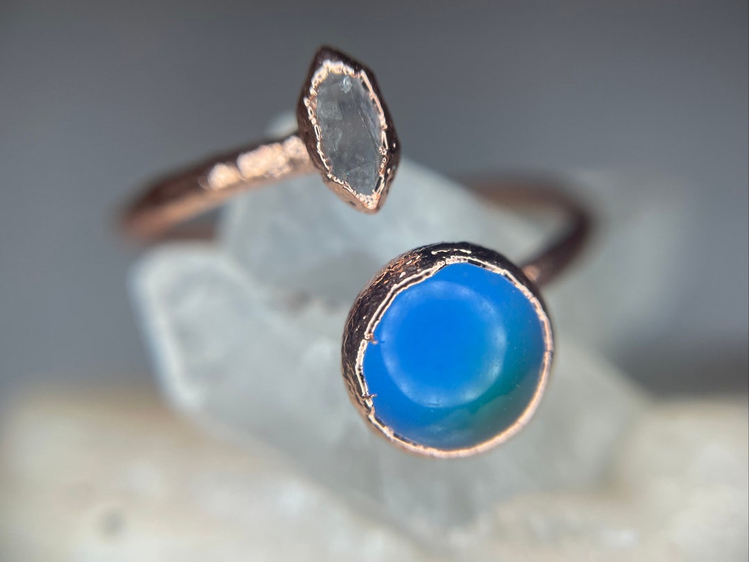 Electroformed Copper Mood Ring: Herkimer Diamond Accent - Etsy