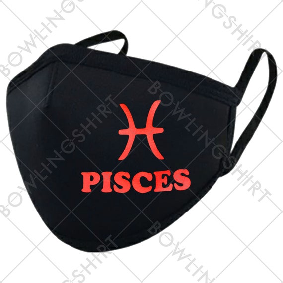 Pisces Zodiac Sign Printed in Red Black Mask | Etsy