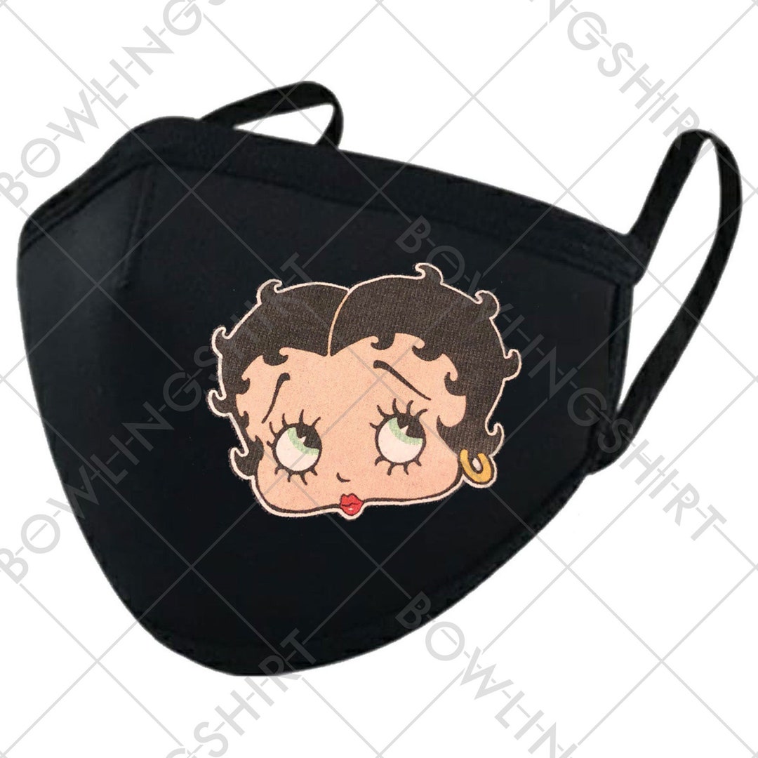 Betty Boop Face Printed Black Cloth Mask 77 - Etsy
