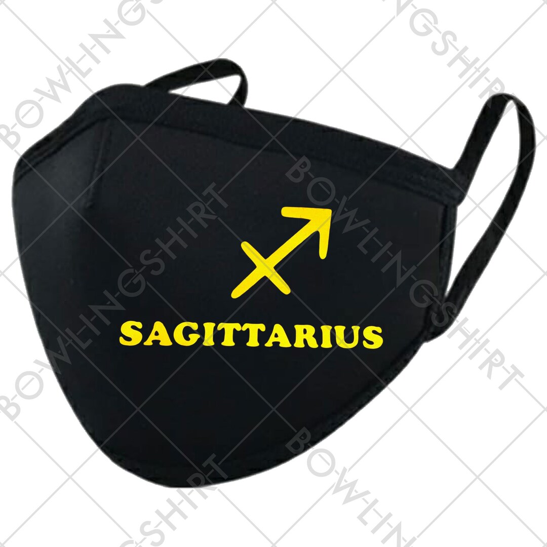 Sagittarius Zodiac Sign Printed in Gold Black Mask 141 - Etsy