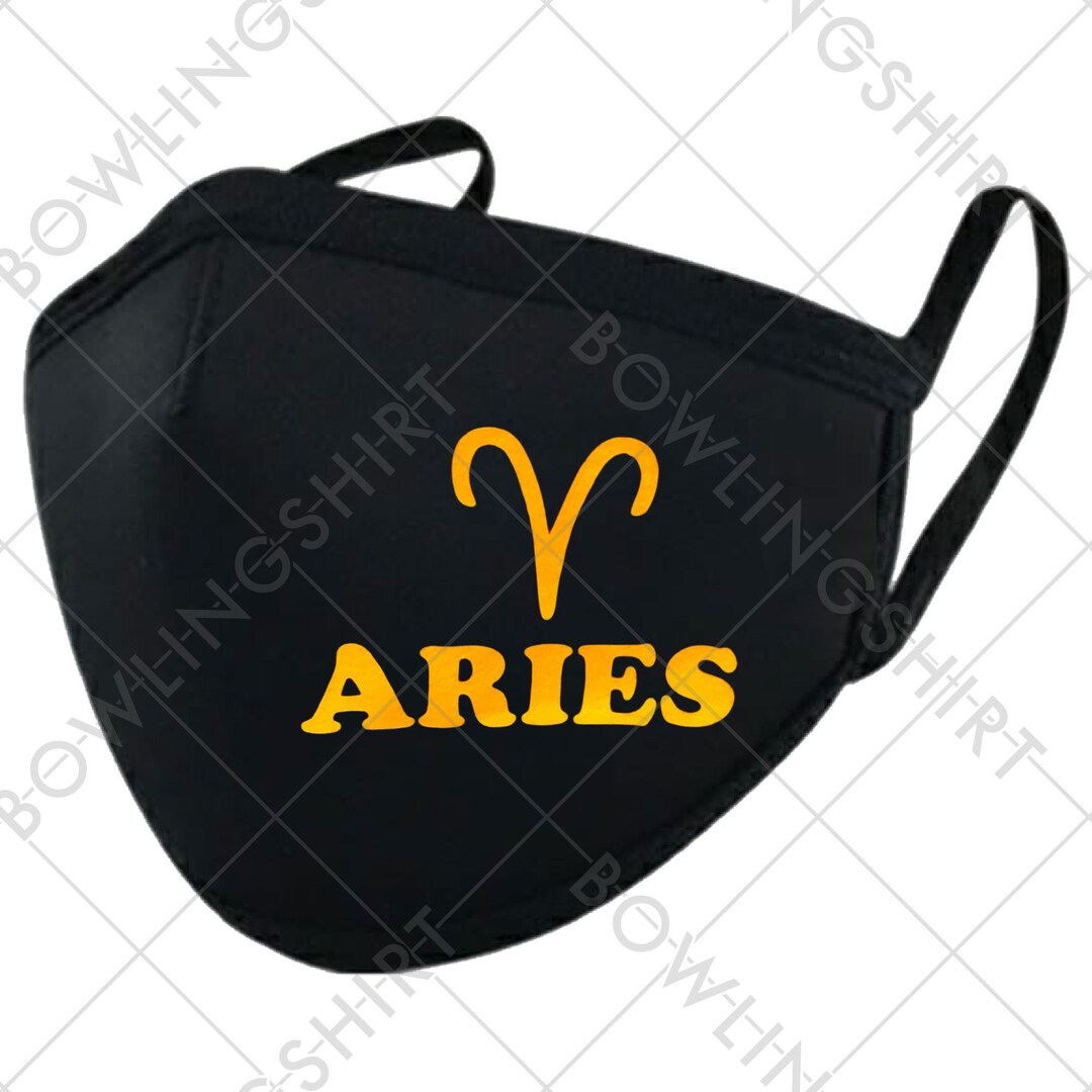 Aries Zodiac Sign Printed in Gold Black Mask 141 - Etsy