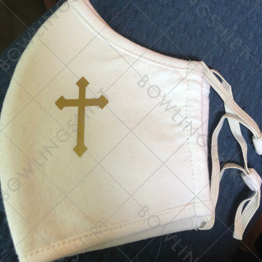Wear Your Mask!! White and Gold Cross Mask Perfect for Church ...