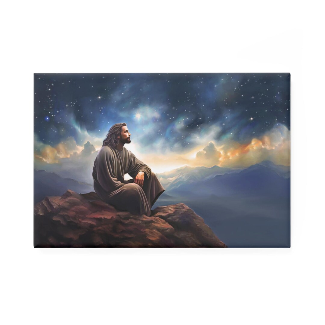 Christian Jesus Christ Under the Stars Rectangle Magnet, Spiritual ...