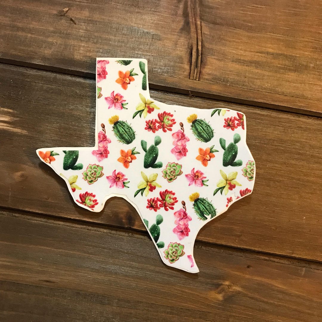 Cactus-floral-succulent Texas State Decal - Etsy