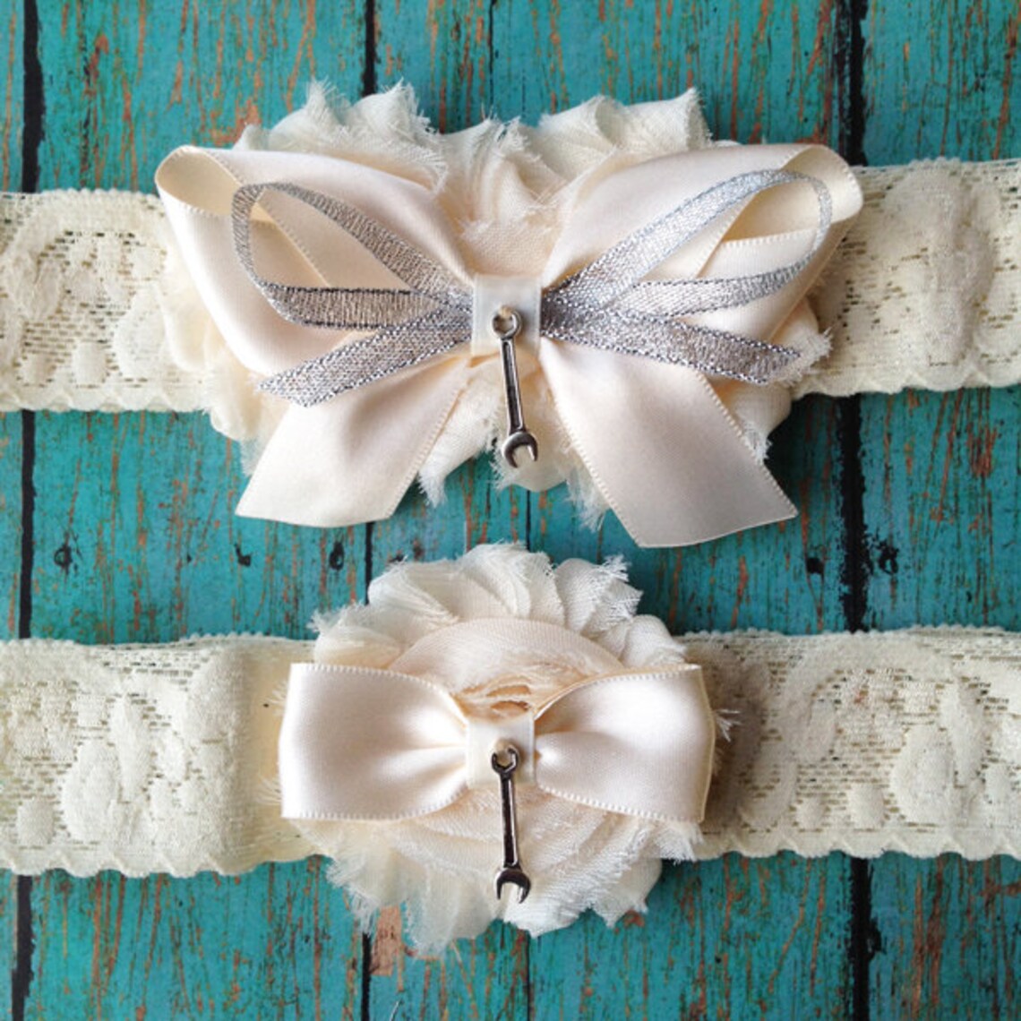 Ivory Mechanic Garter Set Ivory Wedding Garters Bridal - Etsy