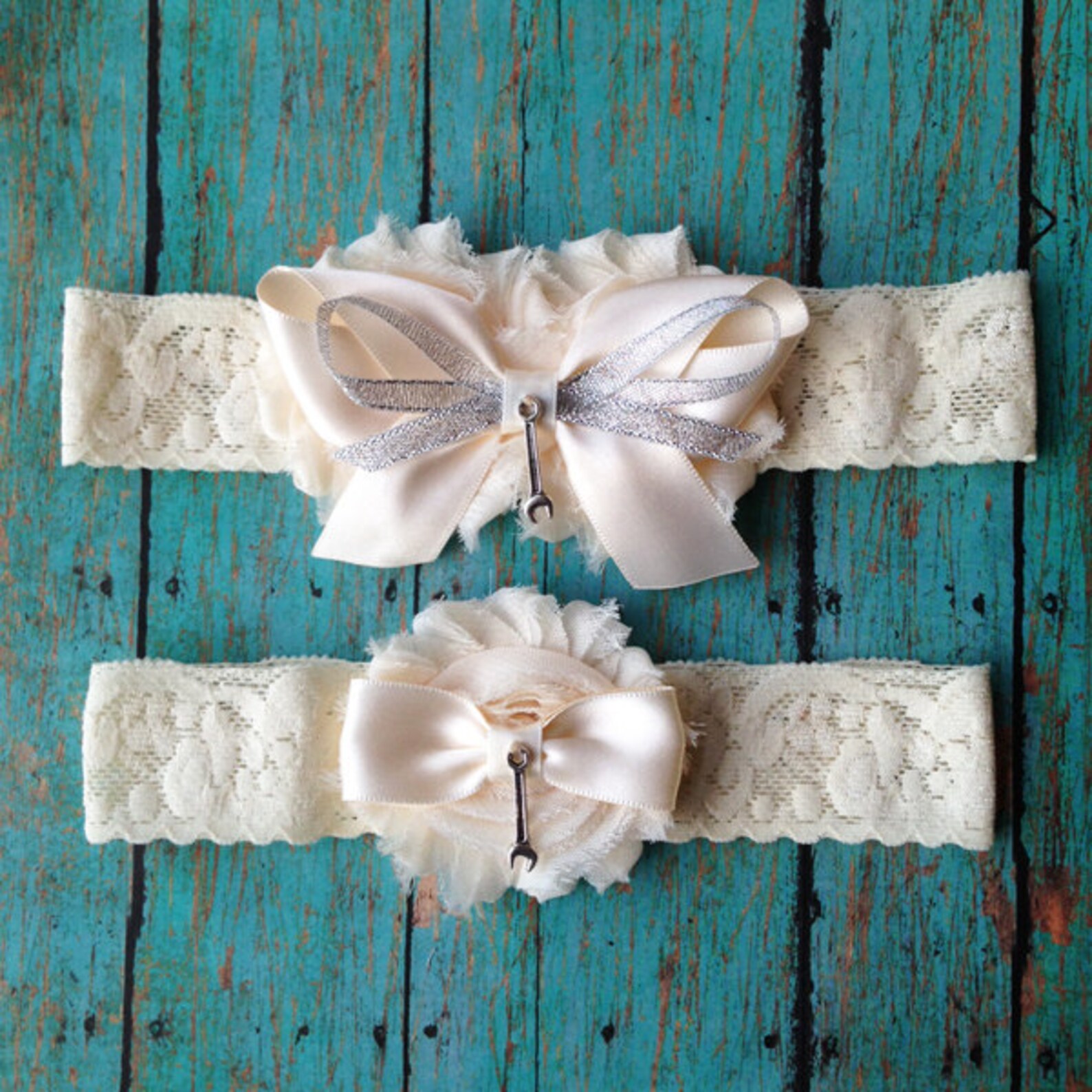 Ivory Mechanic Garter Set Ivory Wedding Garters Bridal - Etsy