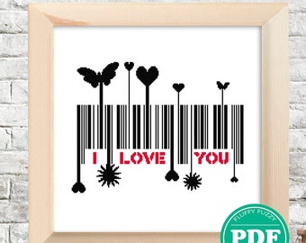 Love Barcode Embroidery - Etsy