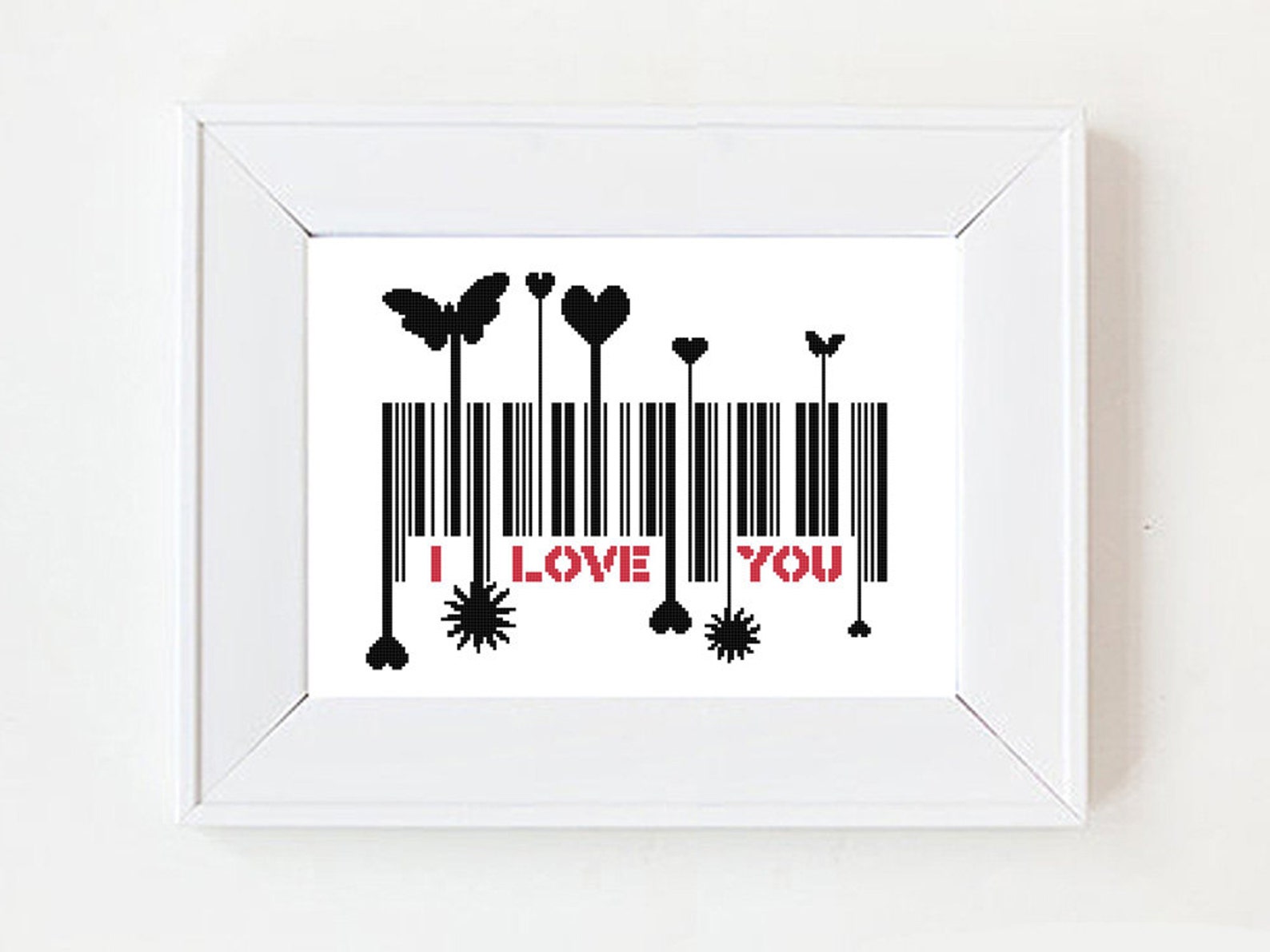 Cross Stitch Pattern I Love You Barcode Wedding Embroidery | Etsy