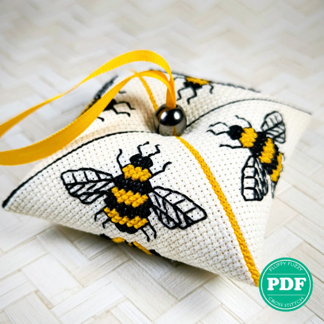 Bumblebee Biscornu Cross Stitch Pattern Simple Honey Bee Counted Chart ...