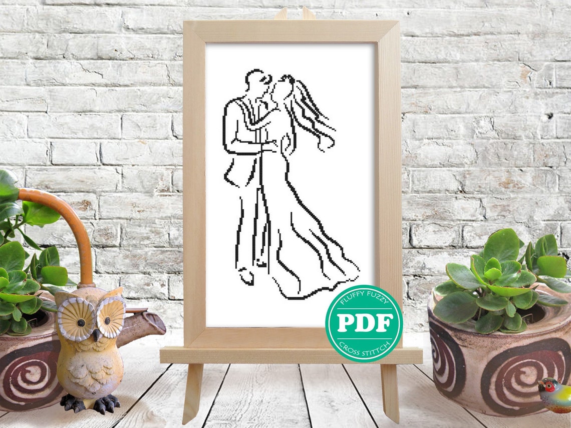 Dancing Couple Silhouette, People Pattern, Wedding Cross Stitch Pattern ...