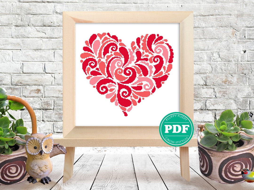 Heart Cross Stitch Pattern, Wedding Crossstitch Pattern, Engagement ...