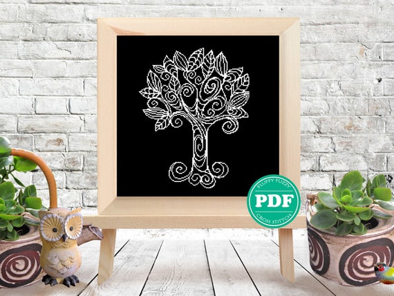 Filigree Tree Cross Stitch Pattern Delicate Tree Silhouette - Etsy