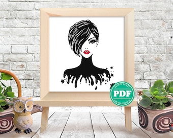 Lady in Red Silhouette Cross Stitch Woman Pattern People | Etsy