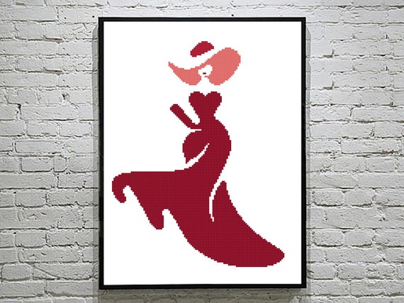 Lady in Red Silhouette Cross Stitch Woman Pattern People | Etsy