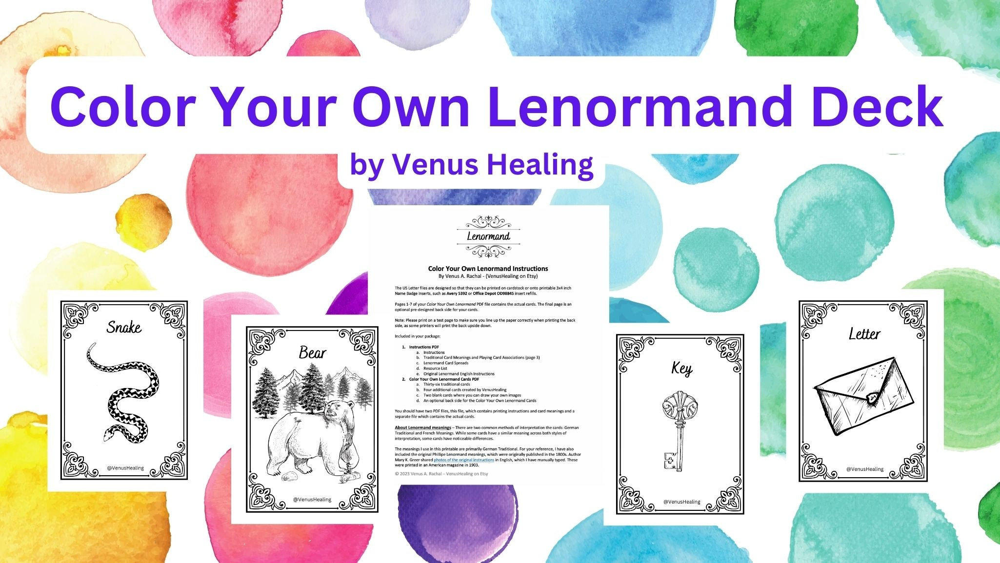 Lenormand Deck to Color | Printable B&W Cards - Etsy