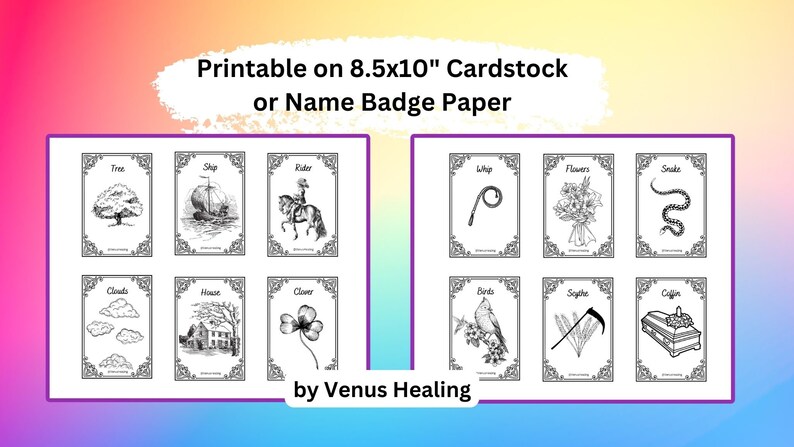 Lenormand Deck to Color | Printable B&W Cards - Etsy