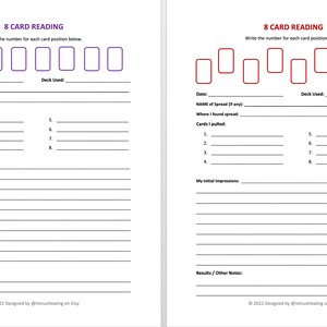 Blank Tarot Spreads Template: Create 6-card & 8-card Layouts (PDF) - Etsy