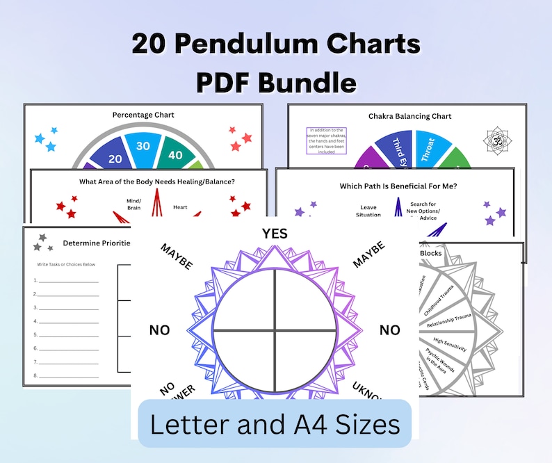 20 Pendulum Charts PDF | 20 Dowsing Charts | Letter & A4 - Etsy