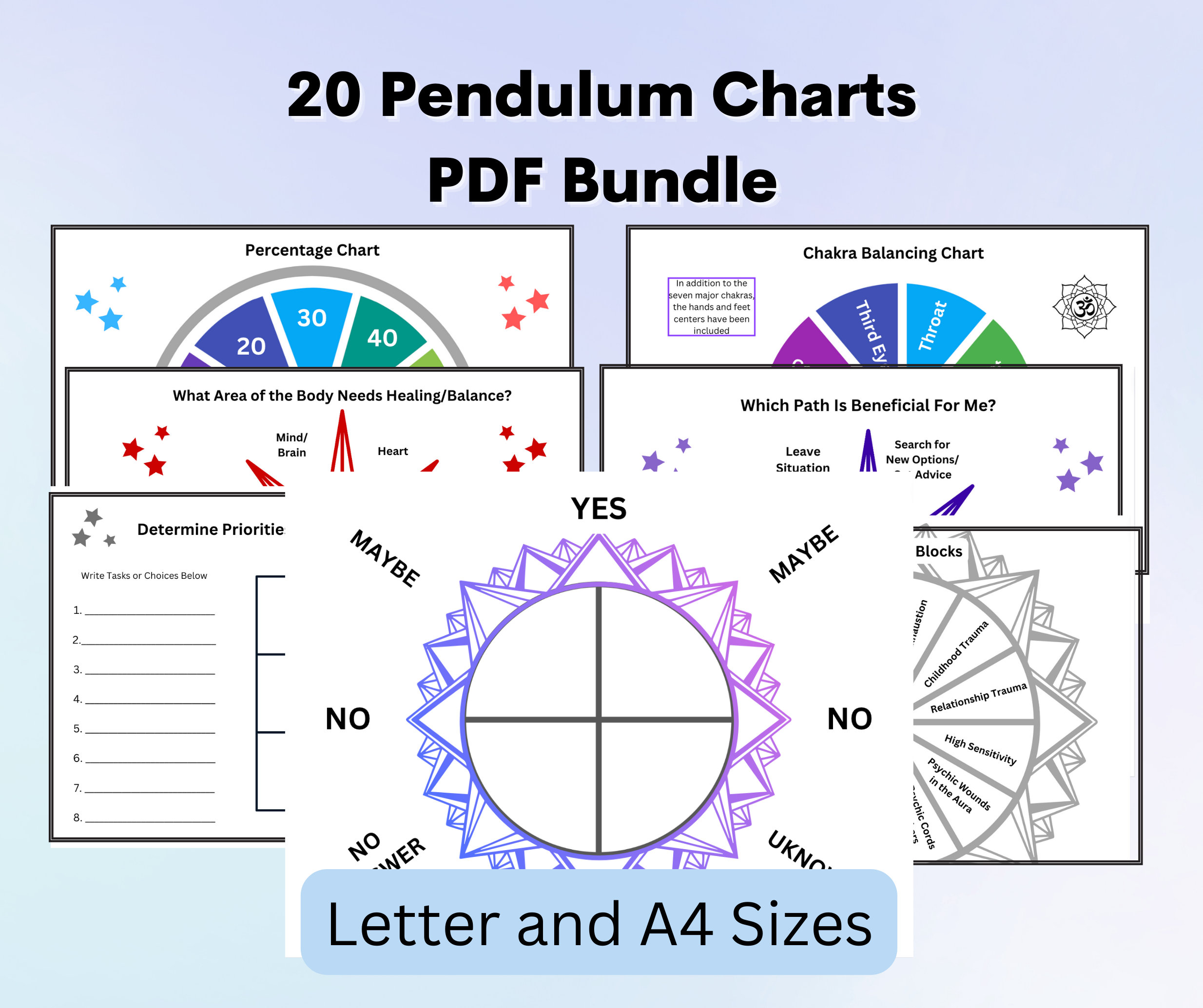 20 Pendulum Charts PDF 20 Dowsing Charts Letter & A4 - Etsy Australia