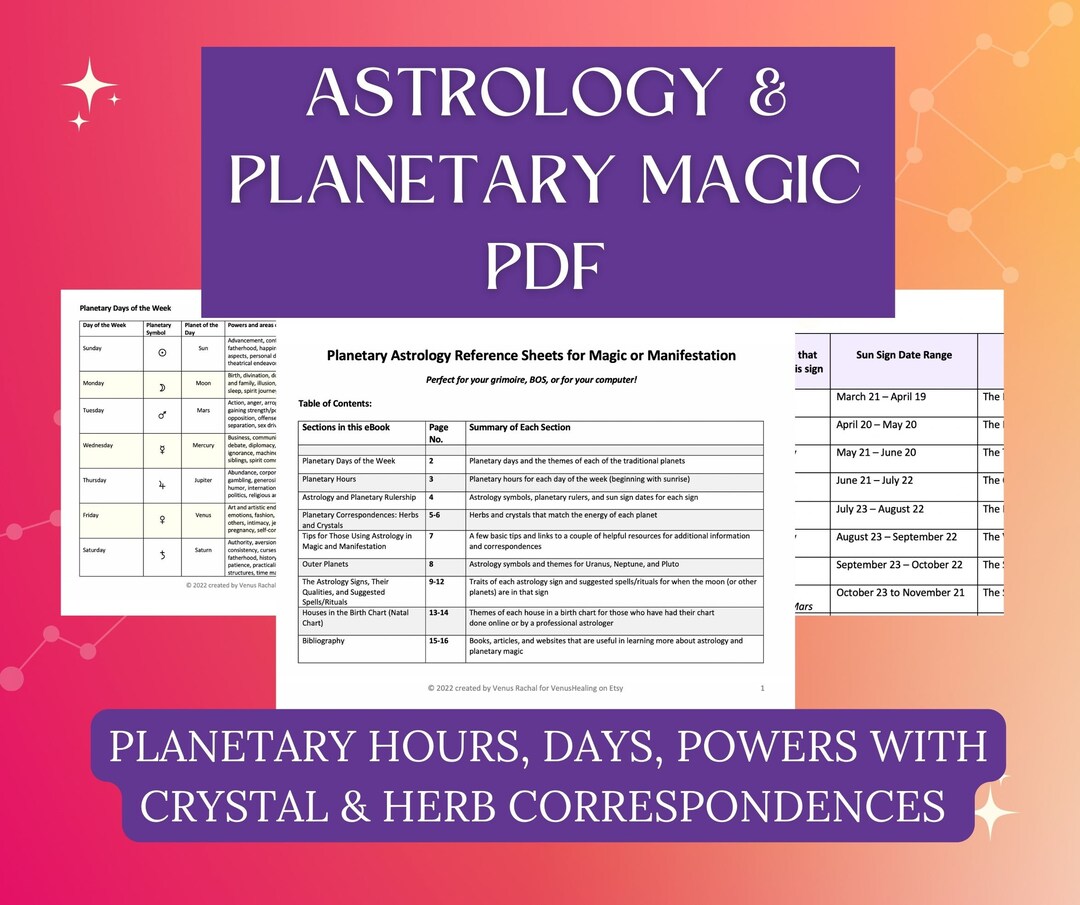 Astrology and Planetary Magic Manifestation | US Letter Size - Etsy