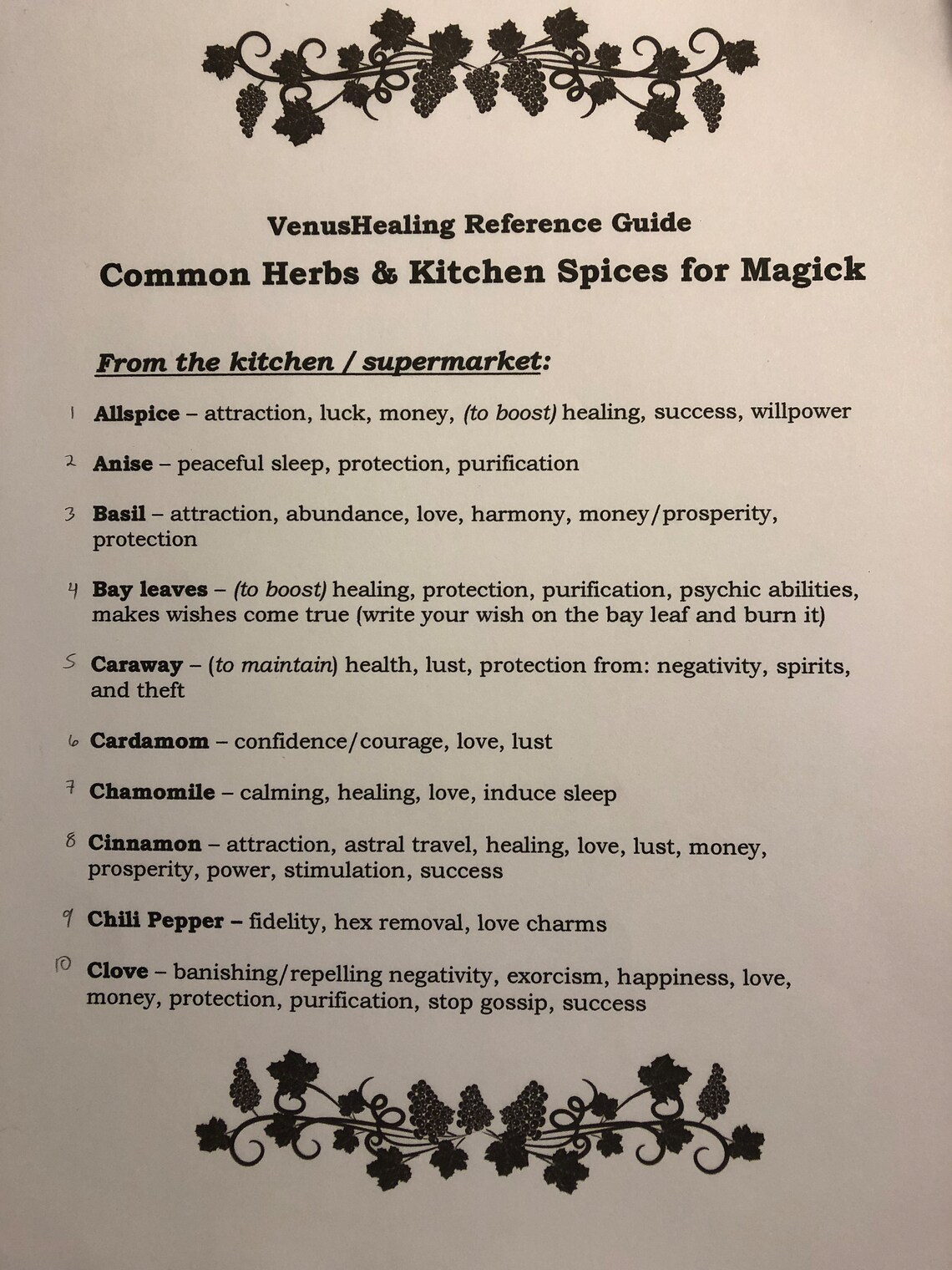 100 Magick Herbs - Common Magical Plants Grimoire Printable (9 Page PDF ...