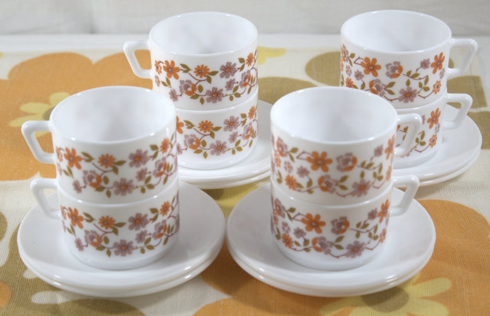 4 Arcopal Cups 4 Tea Cups Coffee Cups & Saucers - Etsy
