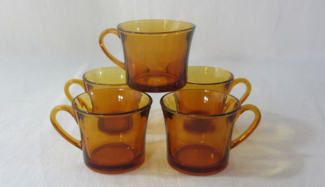 5 Amber Cups Vereco Cups Tempered Amber Glass Espresso | Etsy