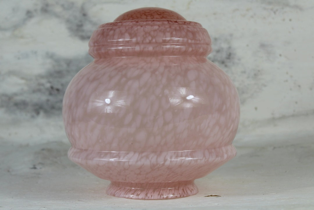 Art Deco Lampshade, Ceiling Light, Pink Splatterware Lampshade, Mottled ...