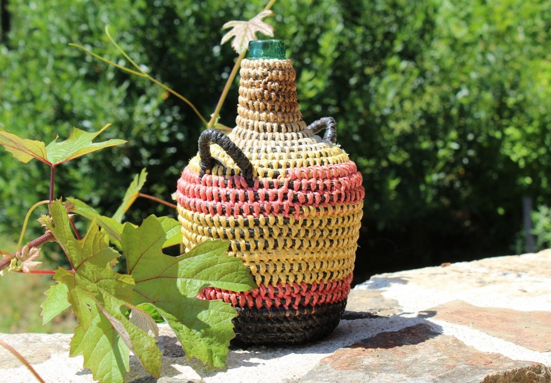 Scoubidou Bottle, Viresa Bottle, Spanish Bottle, Covered Bottle, Glass ...