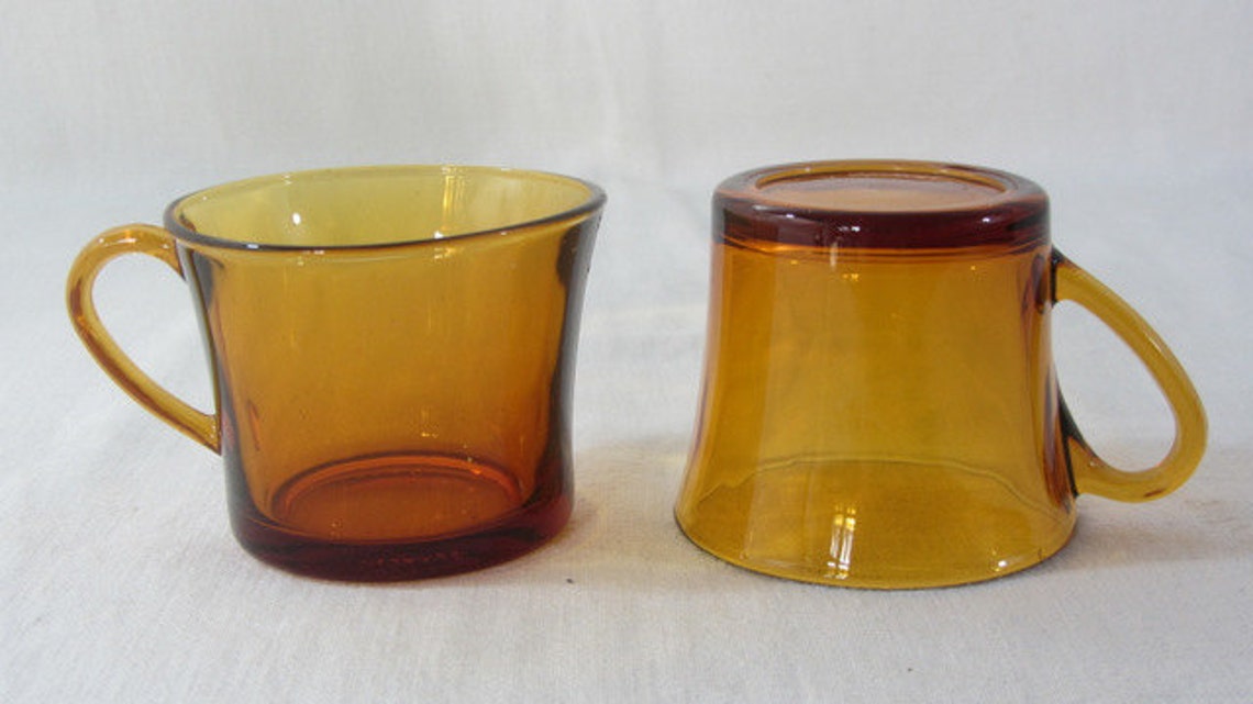 5 Amber Cups Vereco Cups Tempered Amber Glass Espresso | Etsy